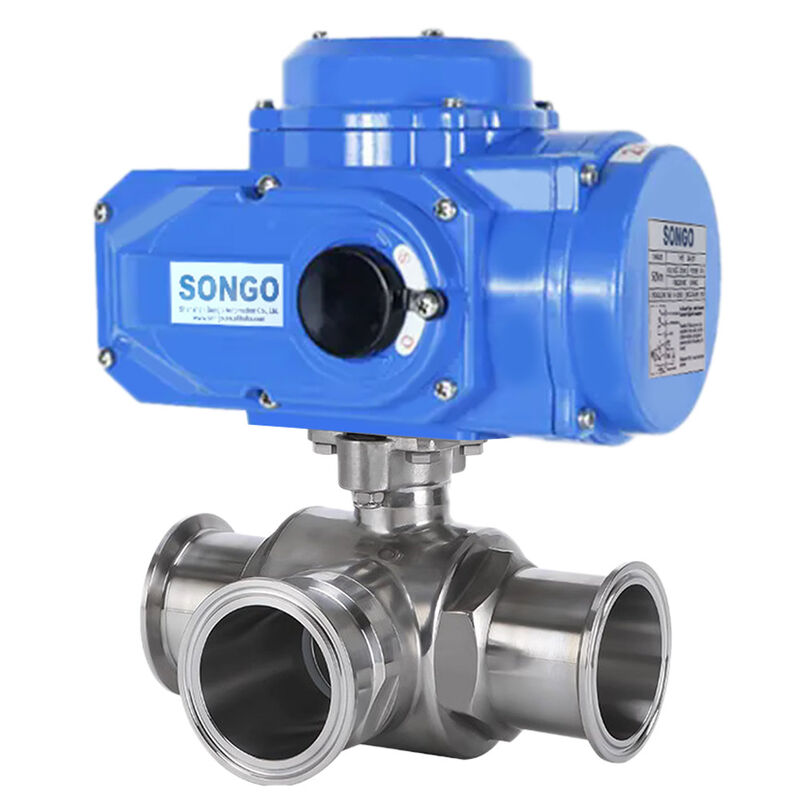 Sanitary 3 Way Motorized Ball Valve Food Grade SS304 T L Port ...